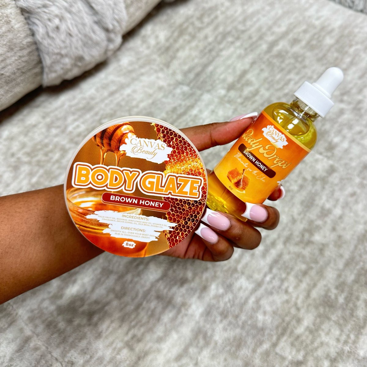 BODY GLAZE & BODY DROPS DUO: BROWN HONEY – CANVAS BEAUTY BRAND