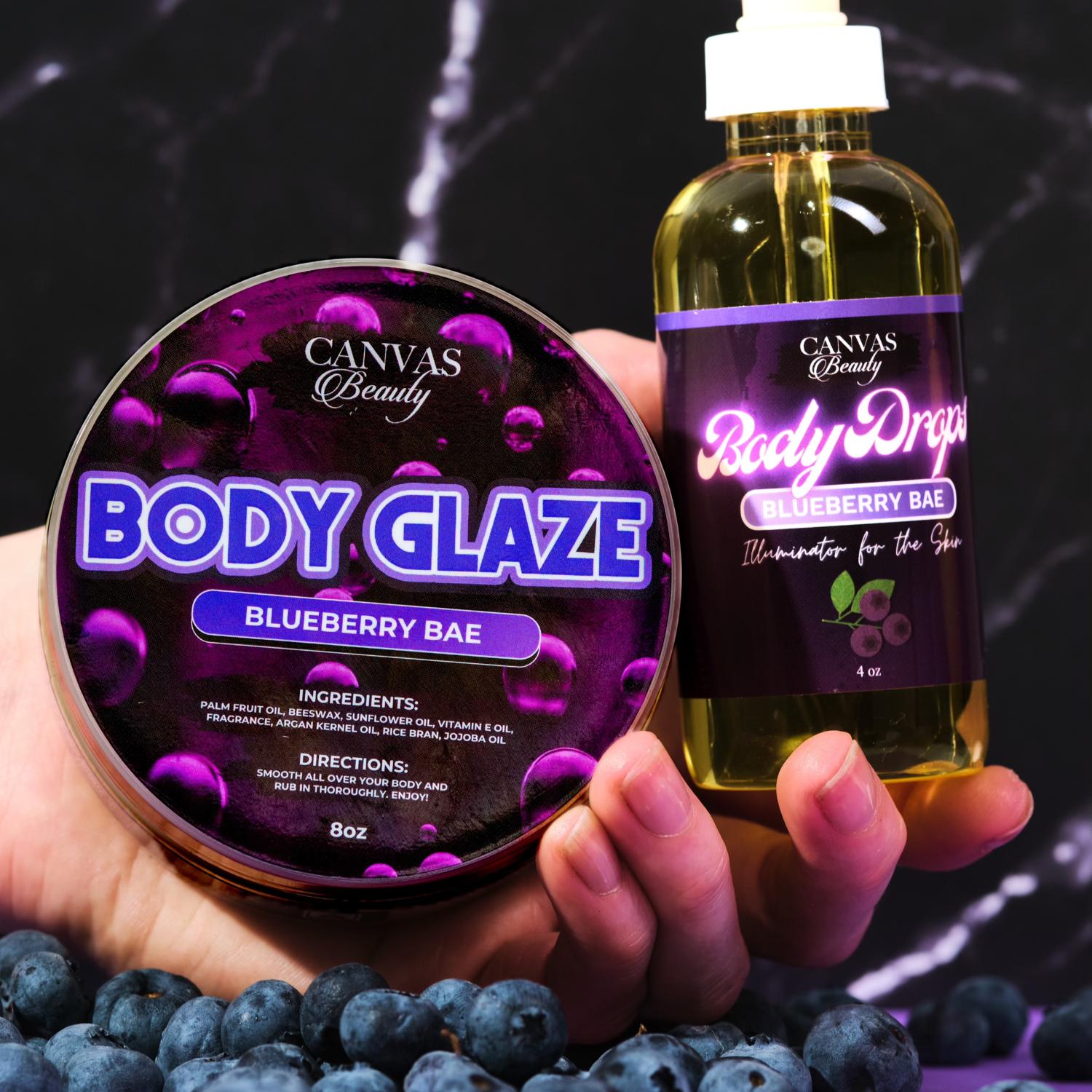 BODY GLAZE & BODY DROPS DUO: BLUEBERRY BAE – CANVAS BEAUTY BRAND