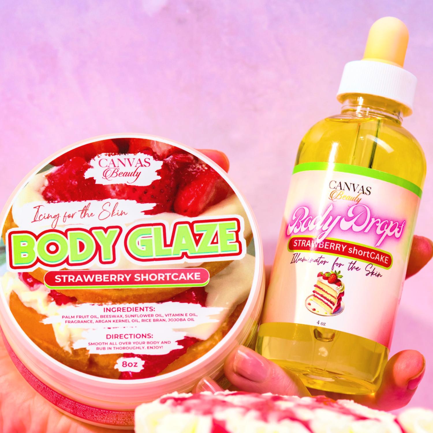 BODY GLAZE & BODY DROPS DUO: STRAWBERRY SHORTCAKE – CANVAS BEAUTY BRAND